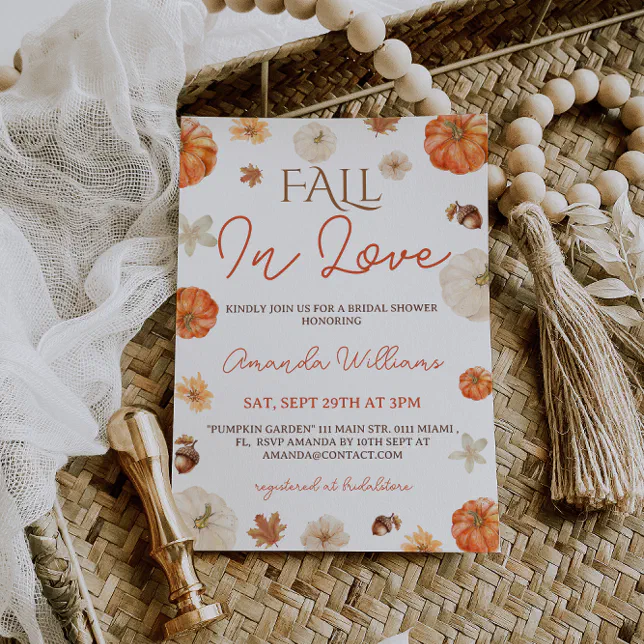 Fall In Love Bridal Shower Invitation | Zazzle