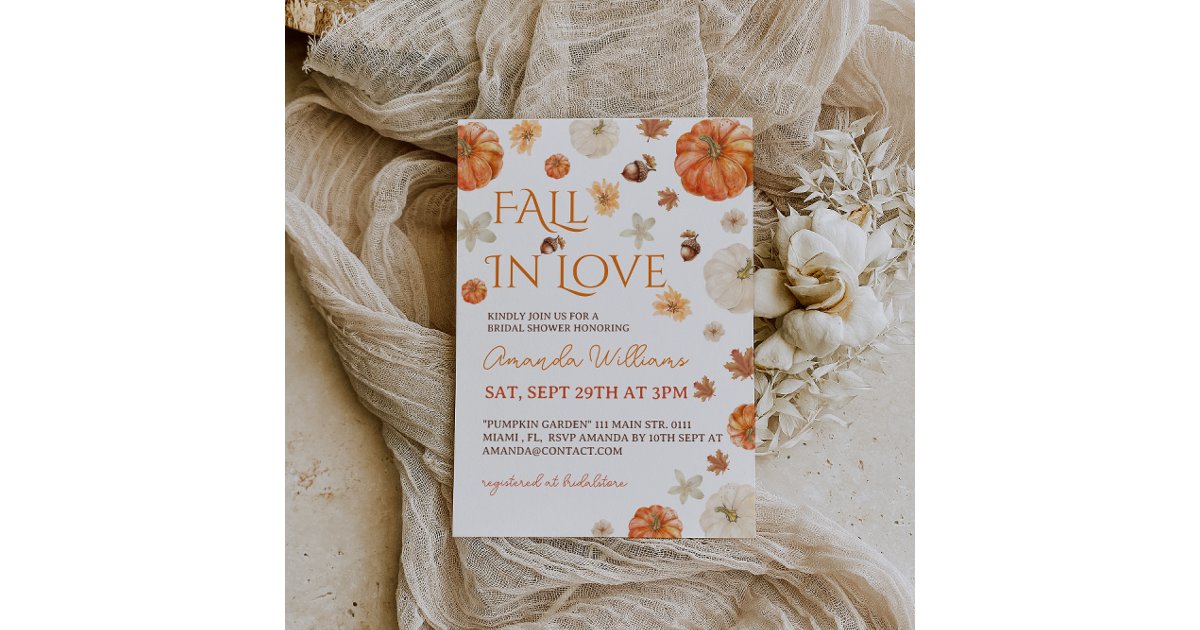 Fall In Love Bridal Shower Invitation | Zazzle
