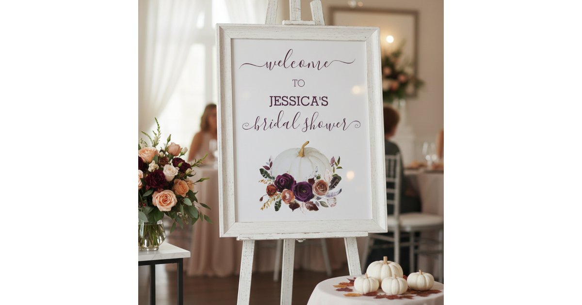 Fall in Love Bridal Shower Pumpkin Poster | Zazzle
