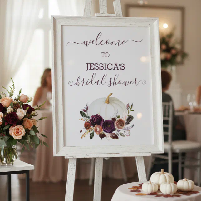Fall in Love Bridal Shower Pumpkin Poster | Zazzle