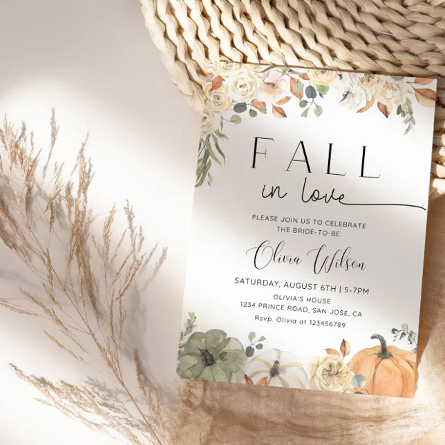 Fall in Love Bridal Shower- Rustic Autumn Party Invitation | Zazzle