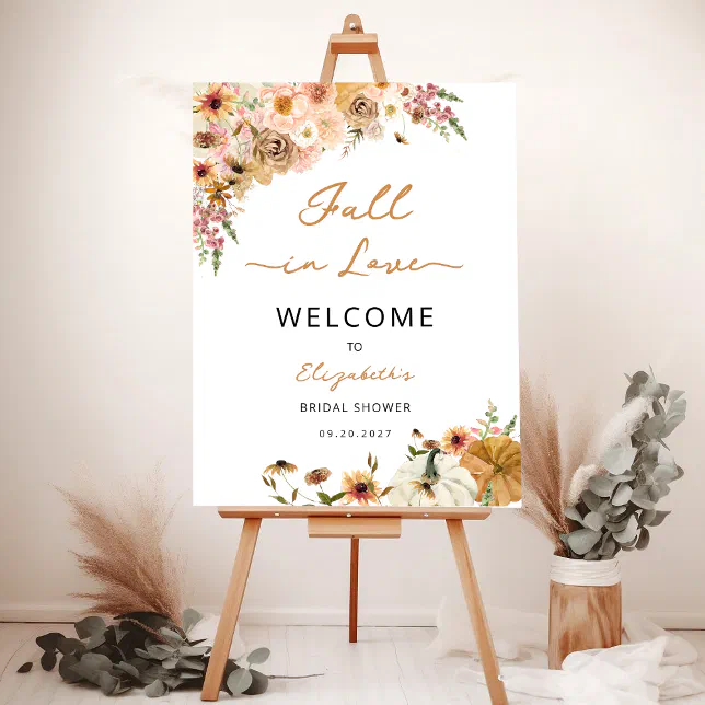 Fall in Love Bridal Shower Welcome Foam Board | Zazzle
