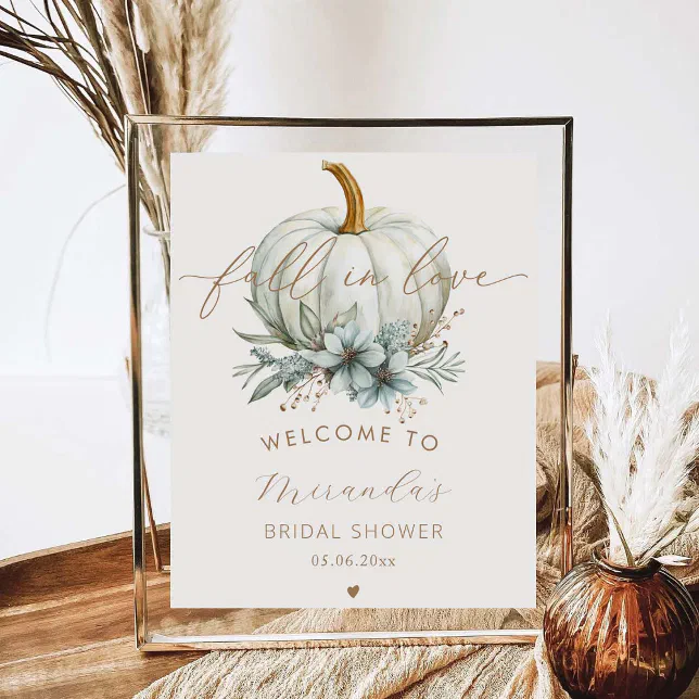 Fall In Love Bridal Shower Welcome Poster | Zazzle