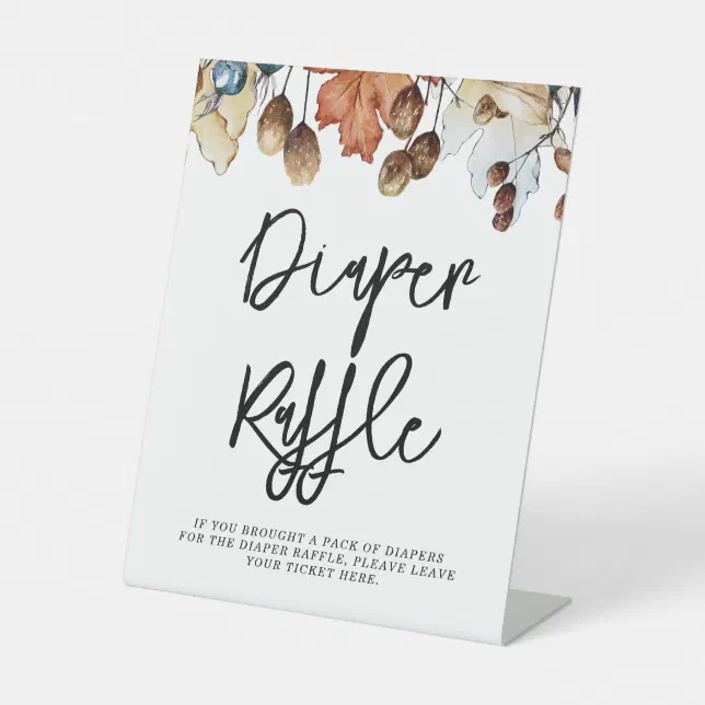 Fall in Love Diaper Raffle Autumn Foliage Pedestal Sign | Zazzle