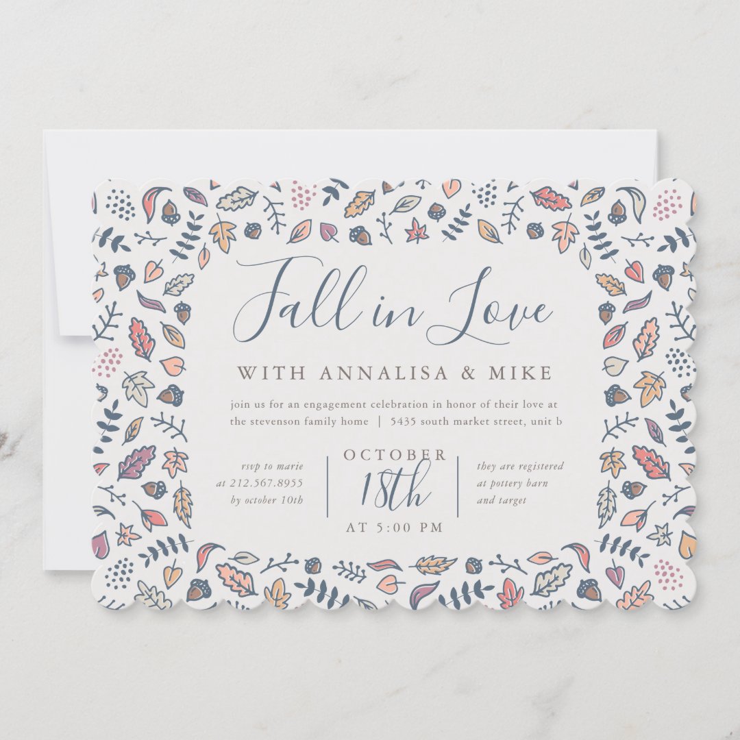 Fall in Love Engagement Party Invitation | Zazzle