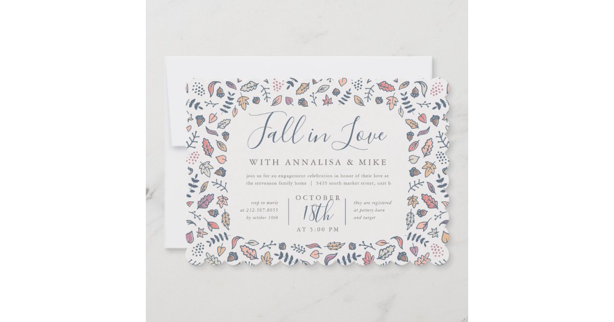 Fall in Love Engagement Party Invitation | Zazzle