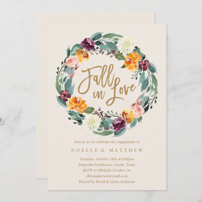 Fall in Love Engagement Party Invitation | Zazzle
