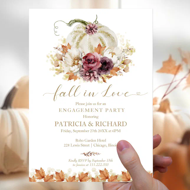 Fall In Love Engagement Party Invitation | Zazzle
