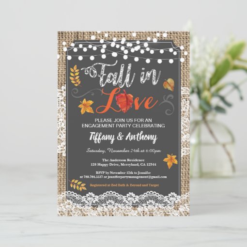 Fall in love engagement party rustic chalkboard invitation | Zazzle
