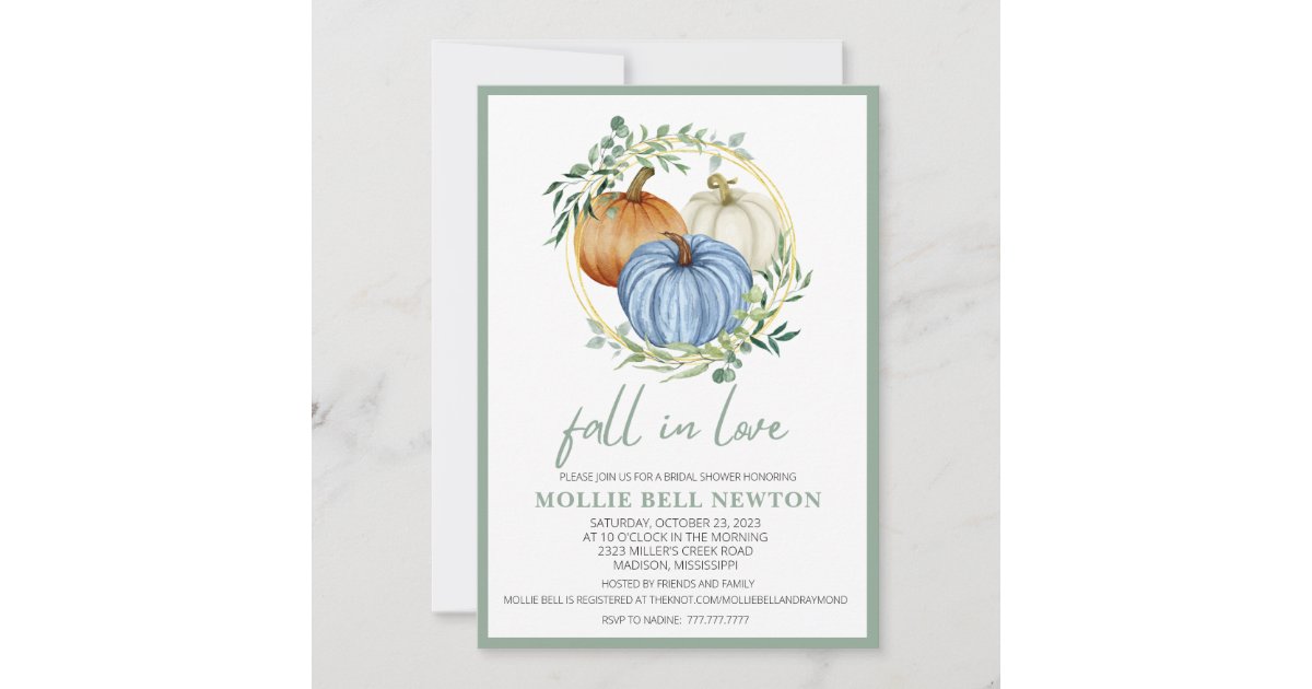 Fall in Love Fall Bridal Shower Invitation | Zazzle