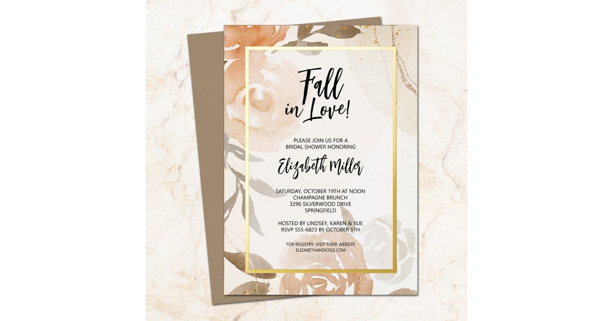 Fall in Love Floral Bridal Shower Invitations | Zazzle