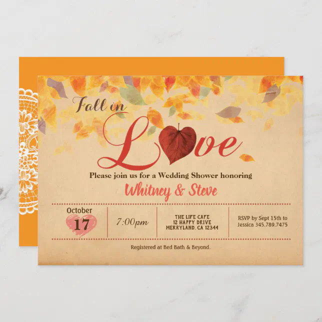 Fall in love invitation Wedding Shower rustic | Zazzle