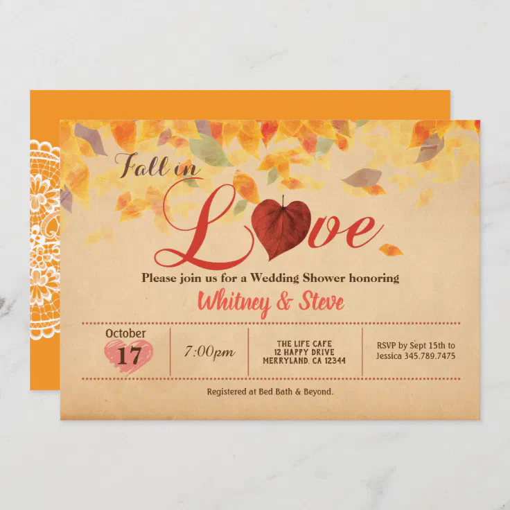 Fall in love invitation Wedding Shower rustic | Zazzle