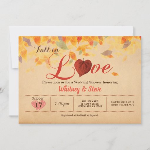 Fall in love invitation Wedding Shower rustic | Zazzle
