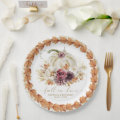 Fall in Love Pumpkin Floral Wedding Paper Plates | Zazzle