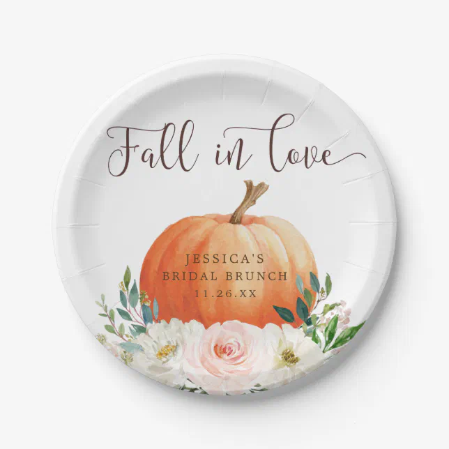 Fall in Love Pumpkin Rustic Paper Plate | Zazzle