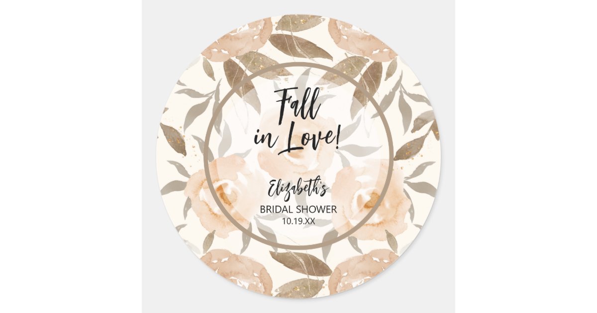 Fall in Love Rustic Autumn Floral Classic Round Sticker | Zazzle