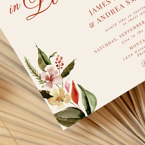 Fall in Love Rustic Autumn Floral Wedding Invitation | Zazzle