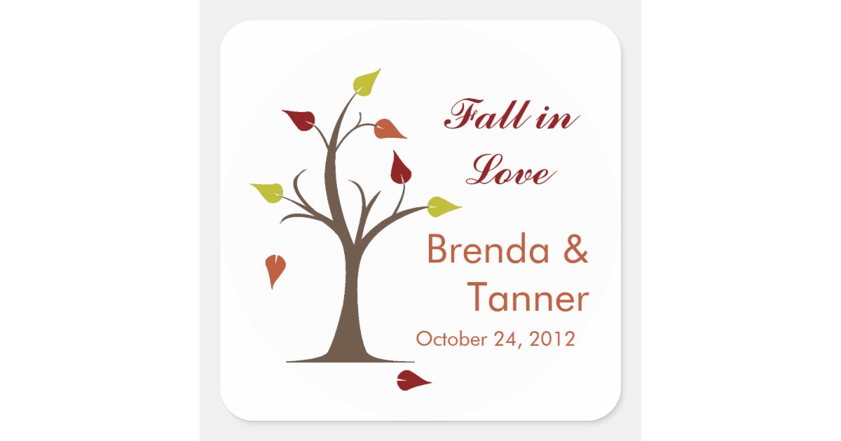 Fall In Love Square Sticker | Zazzle