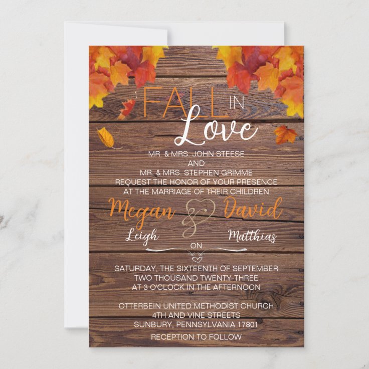 Fall In Love Wedding Invitation | Zazzle