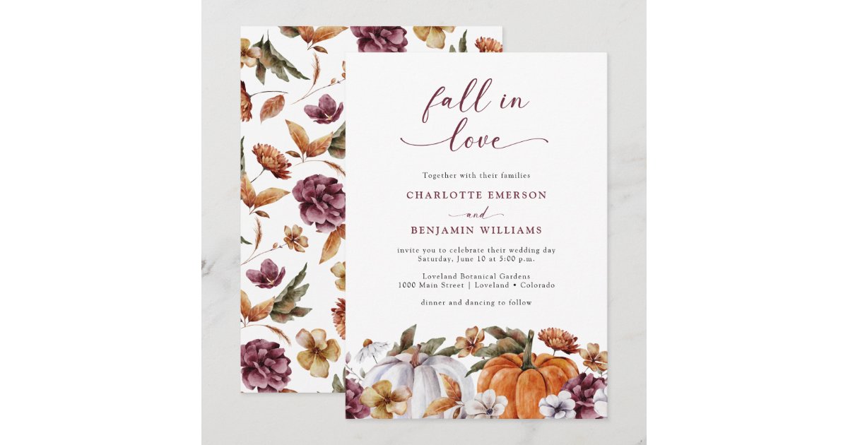 Fall In Love Wedding Invitation | Zazzle