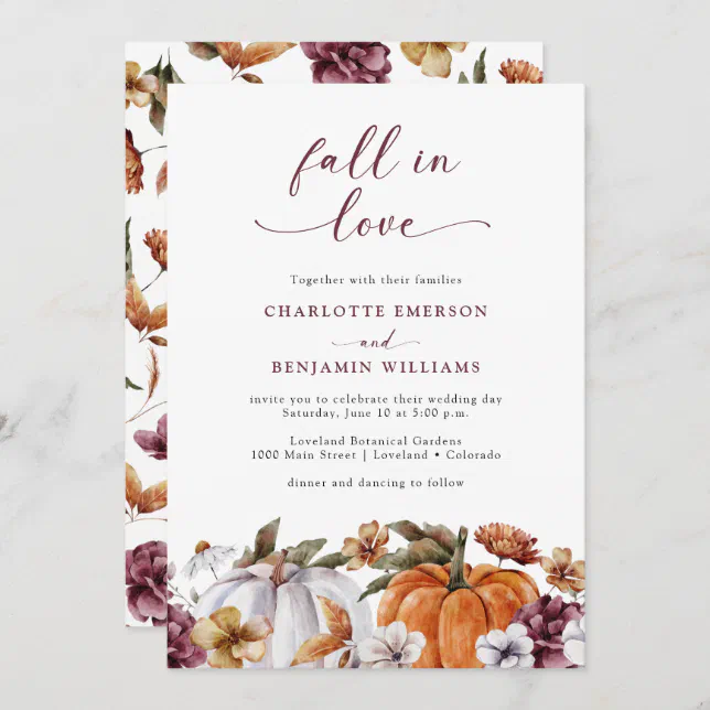 Fall In Love Wedding Invitation | Zazzle