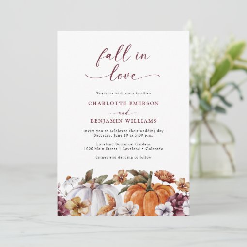 Fall In Love Wedding Invitation | Zazzle