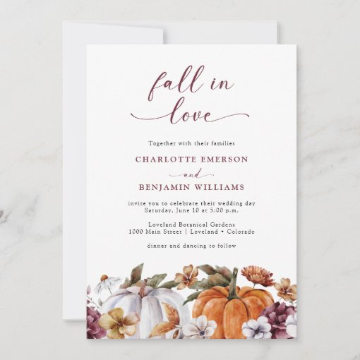 Fall In Love Wedding Invitation | Zazzle