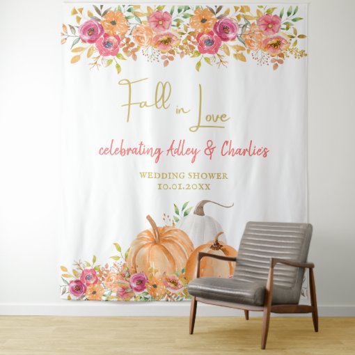 Fall in Love wedding or shower backdrop | Zazzle