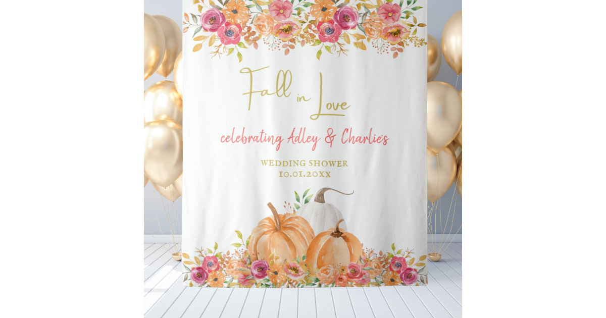 Fall in Love wedding or shower backdrop | Zazzle