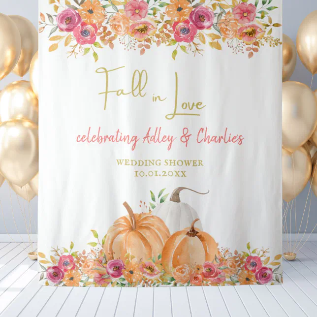 Fall in Love wedding or shower backdrop | Zazzle