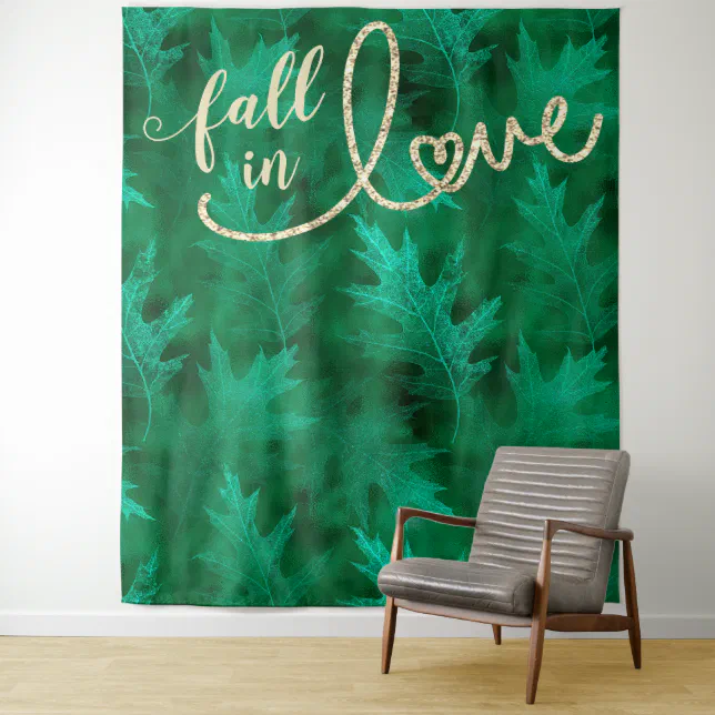 Fall in Love with Autumn | Emerald Photo Backdrop | Zazzle