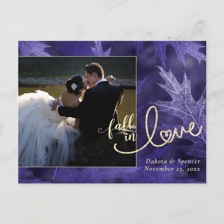 Fall in Love with Autumn | Violet Photo Thank You Postcard | Zazzle