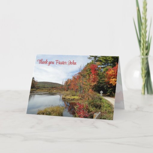 Fall Lake Scene Rural Foliage Pastor Appreciation Thank You Card | Zazzle