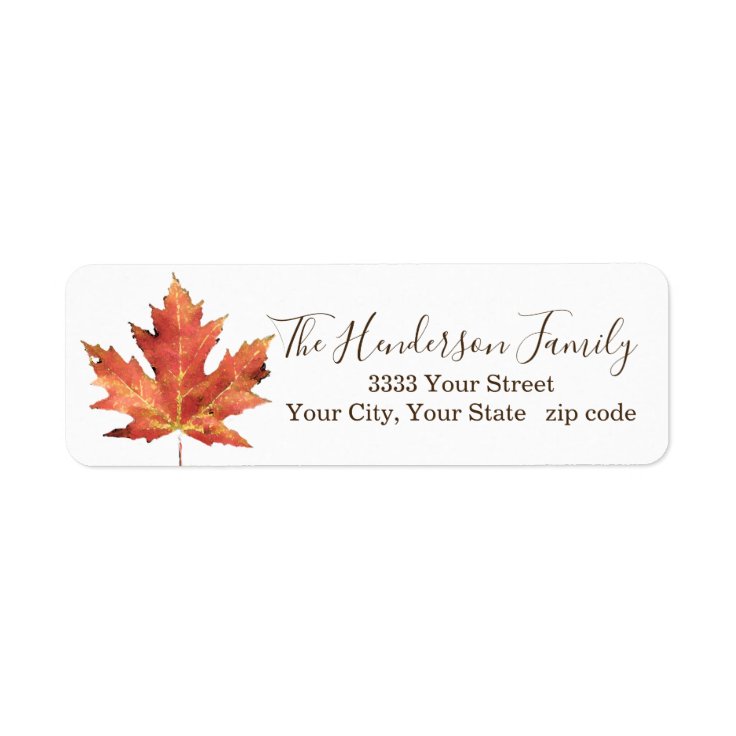 Fall Leaf Rustic Return Address Label | Zazzle