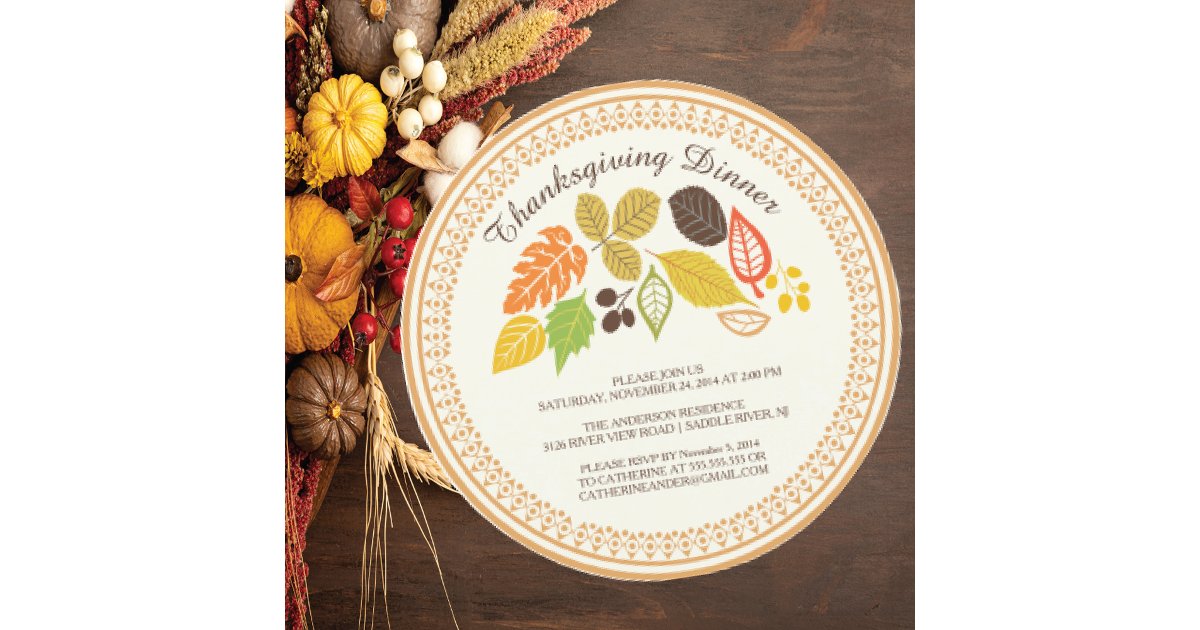 Fall Leave Autumn Thanksgiving Dinner Invitations | Zazzle