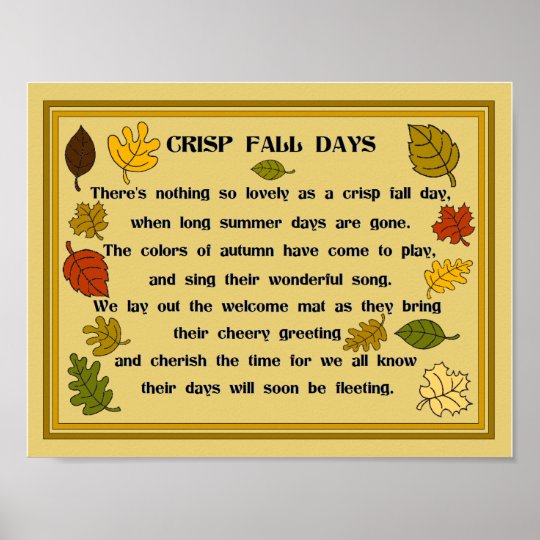 Fall Leaves and Poem Poster | Zazzle.com