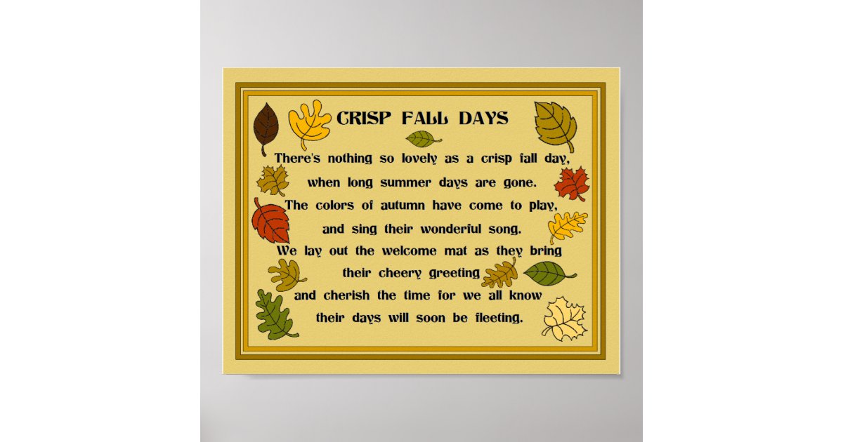 Fall Leaves and Poem Poster | Zazzle