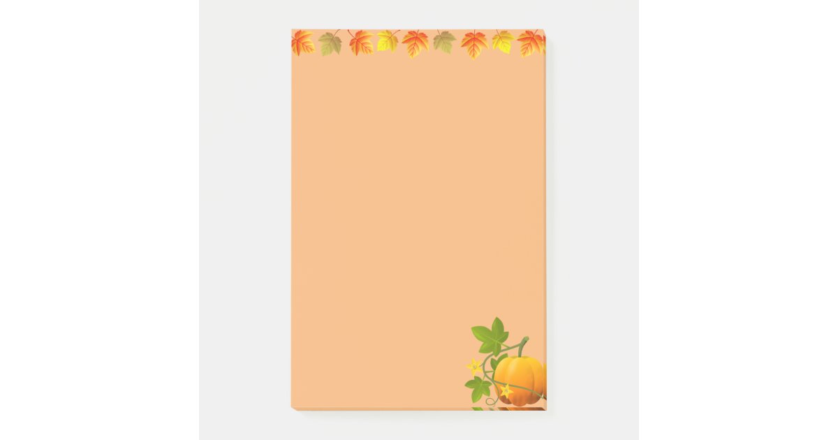 Fall Leaves and Pumpkin on Orange Post-it Notes | Zazzle