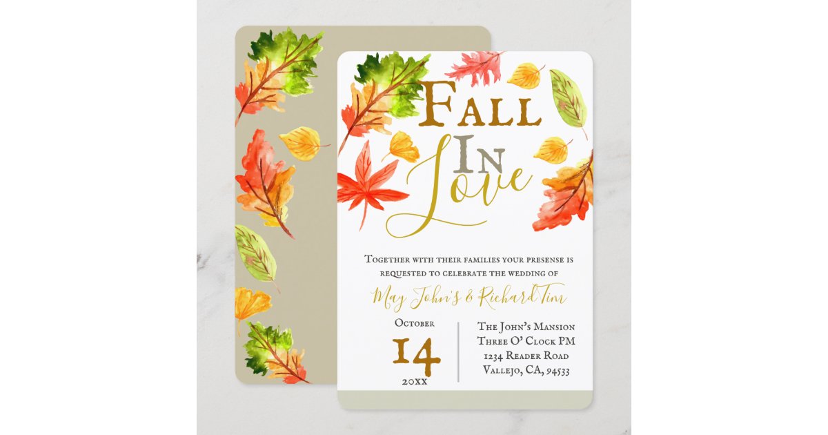 Fall leaves autumn floral wedding invitation | Zazzle