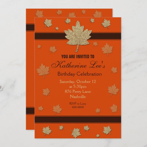 Fall Leaves Birthday Invitation for Adult | Zazzle