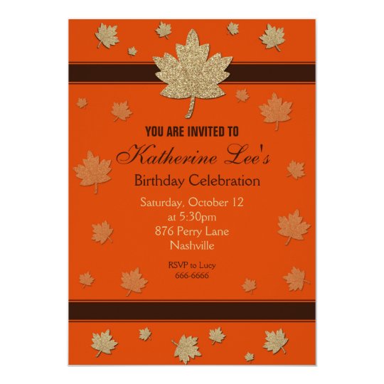 Fall Leaves Birthday Invitation for Adult | Zazzle.com