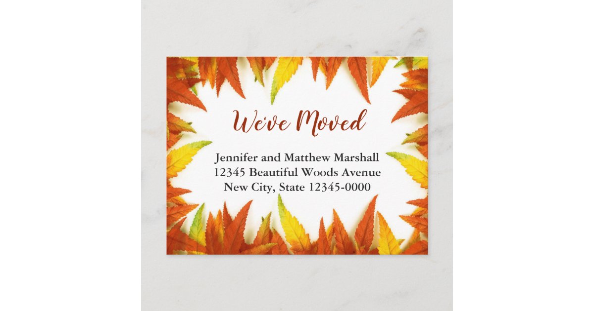 Fall Leaves Custom Moving Announcement | Zazzle