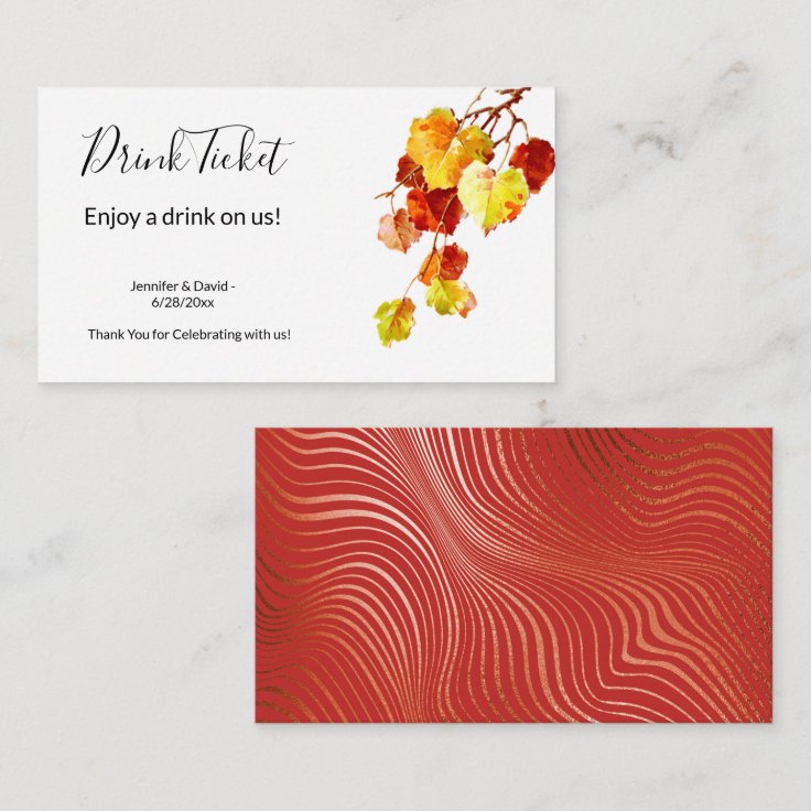 Fall leaves Drink Ticket Enclosure Card | Zazzle
