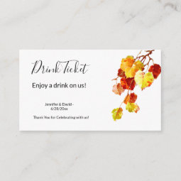 Fall leaves Drink Ticket Enclosure Card | Zazzle