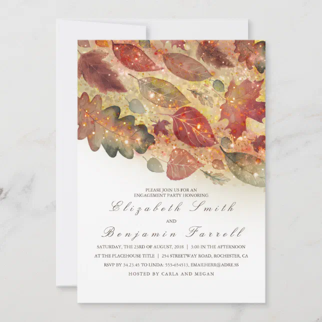Fall Leaves Engagement Party Invitation | Zazzle
