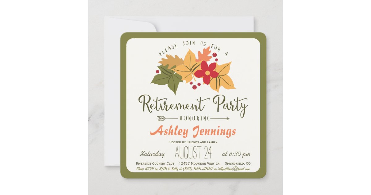 Fall Leaves, Flower Retirement Party Invitation | Zazzle