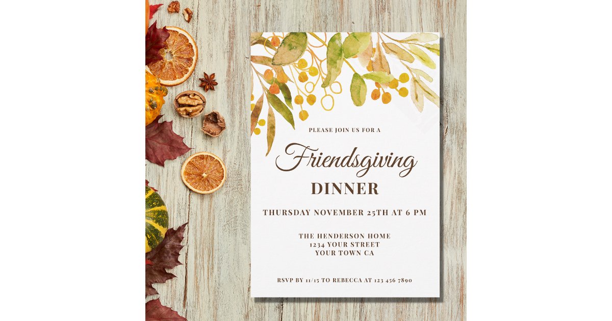 Fall Leaves Frinedsgiving Dinner Invitation | Zazzle