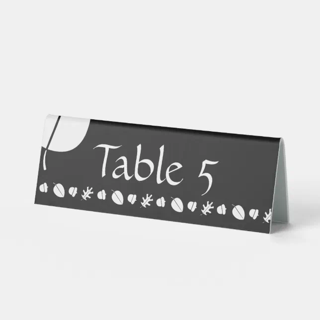 Fall Leaves in Black Table Tent Sign | Zazzle