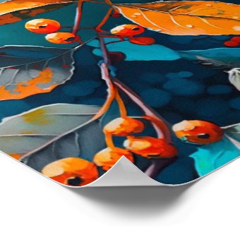 Fall leaves oil painted. Nature autumn foliage Poster | Zazzle